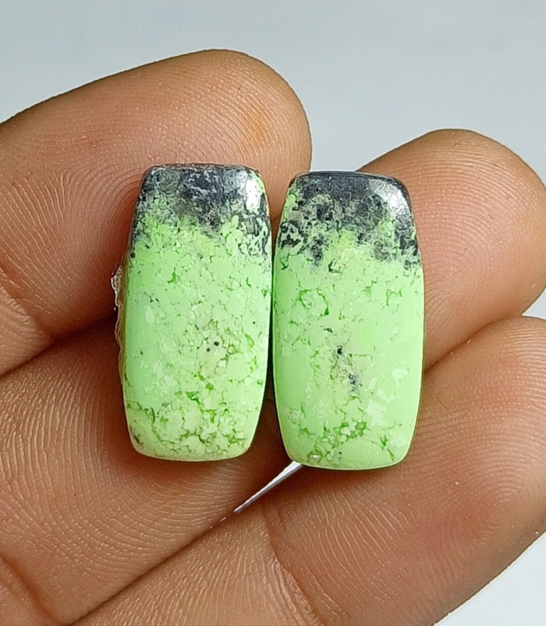 Best Quality Lemon Chrysoprase Pair Cabochon / Gorgeous Lemon ...