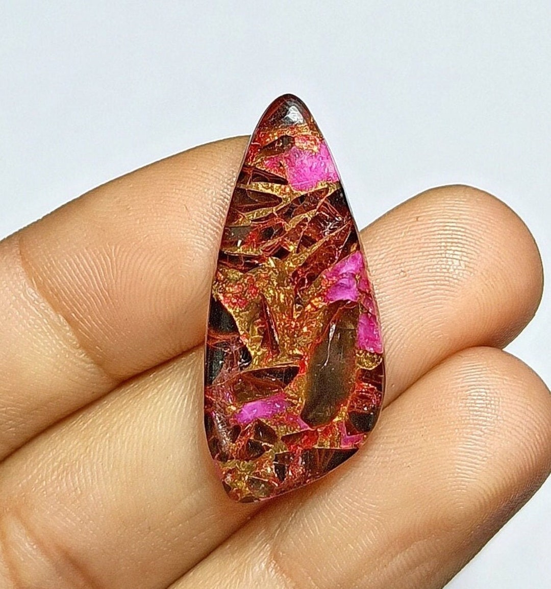 Top Quality Dyed Pink Copper Calcite Obsidian Cabochon Gemstone Fancy ...