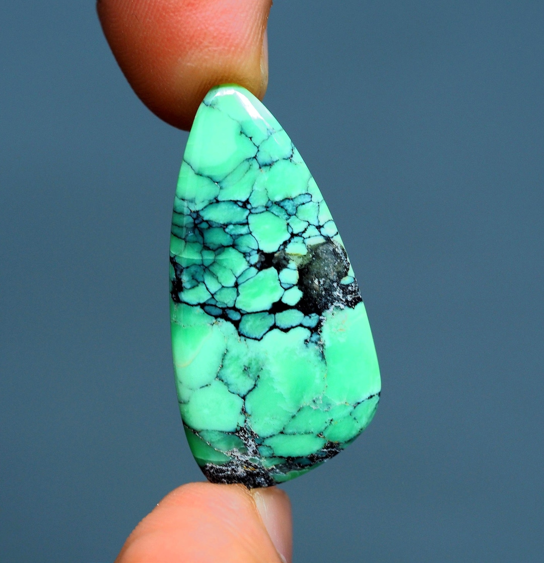 High-grade Black Bridge Variscite Cabochon – Polished Gemstone Green ...