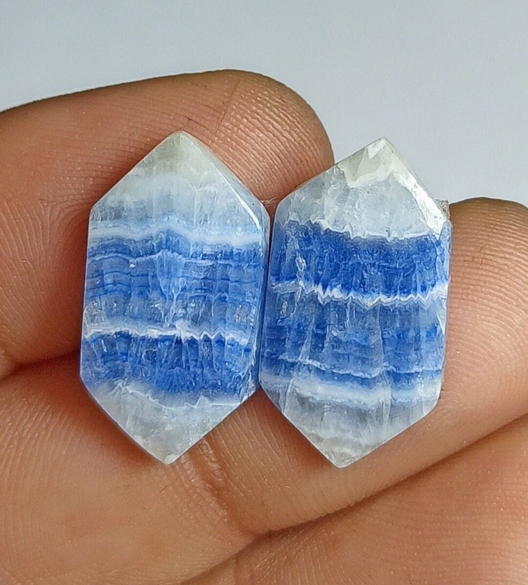 Best Quality Blue Scheelite Pair Cabochon Gemstone / Top Grade ...