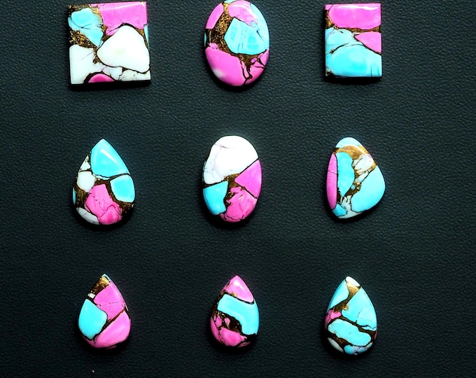 Composite Kingman Cotton Candy Cabochon, Unique Pink, Blue, White ...