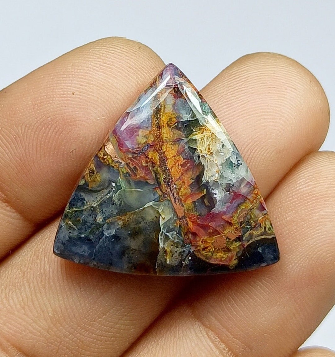 Unique Chrysocolla Native Copper in Chalcedony Gemstone Cabochon ...