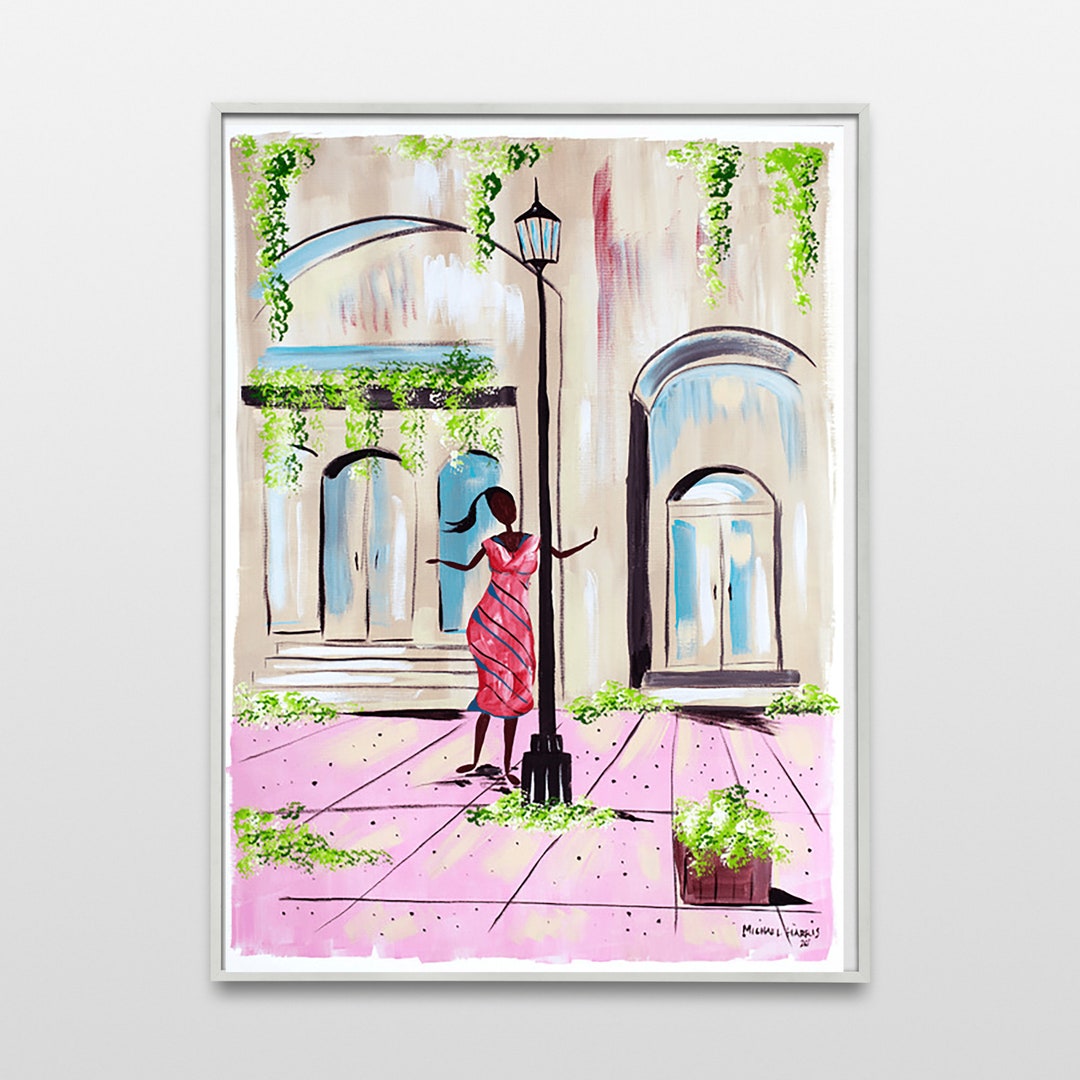 Elegant Light Pole Girl Pink Portrait Painting | Realistic Female ...