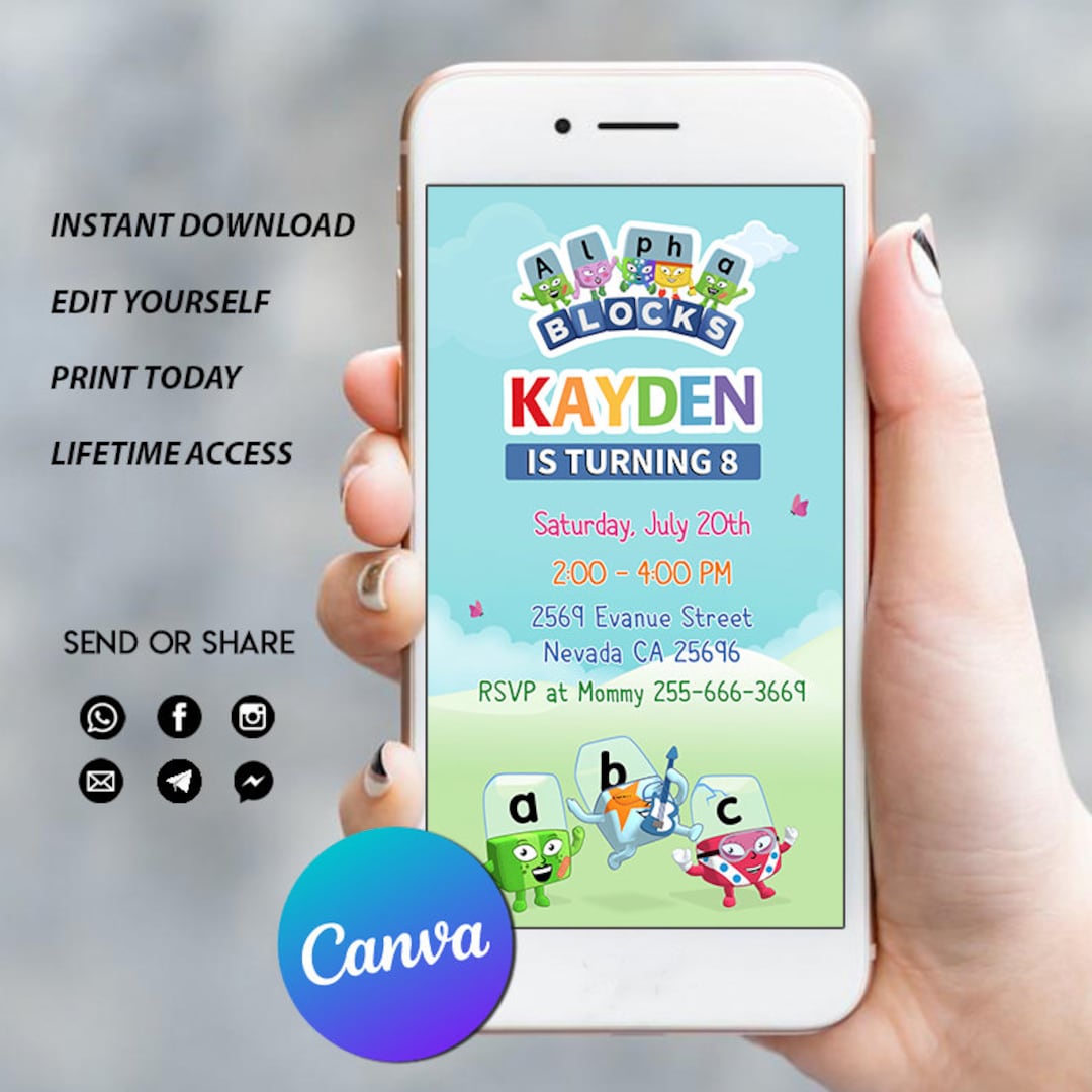 Alphablocks Invitation, Alphablocks Birthday, Alphablocks Printable ...