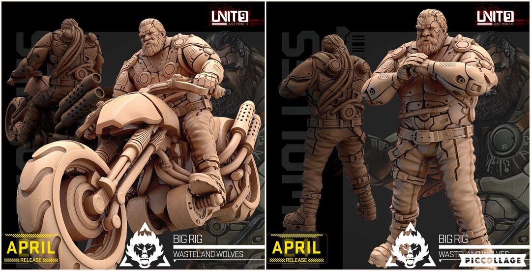 Big Rig Biker Gang Thug Grimdark Cyberpunk Sci-fi UNIT9 32mm Printed ...