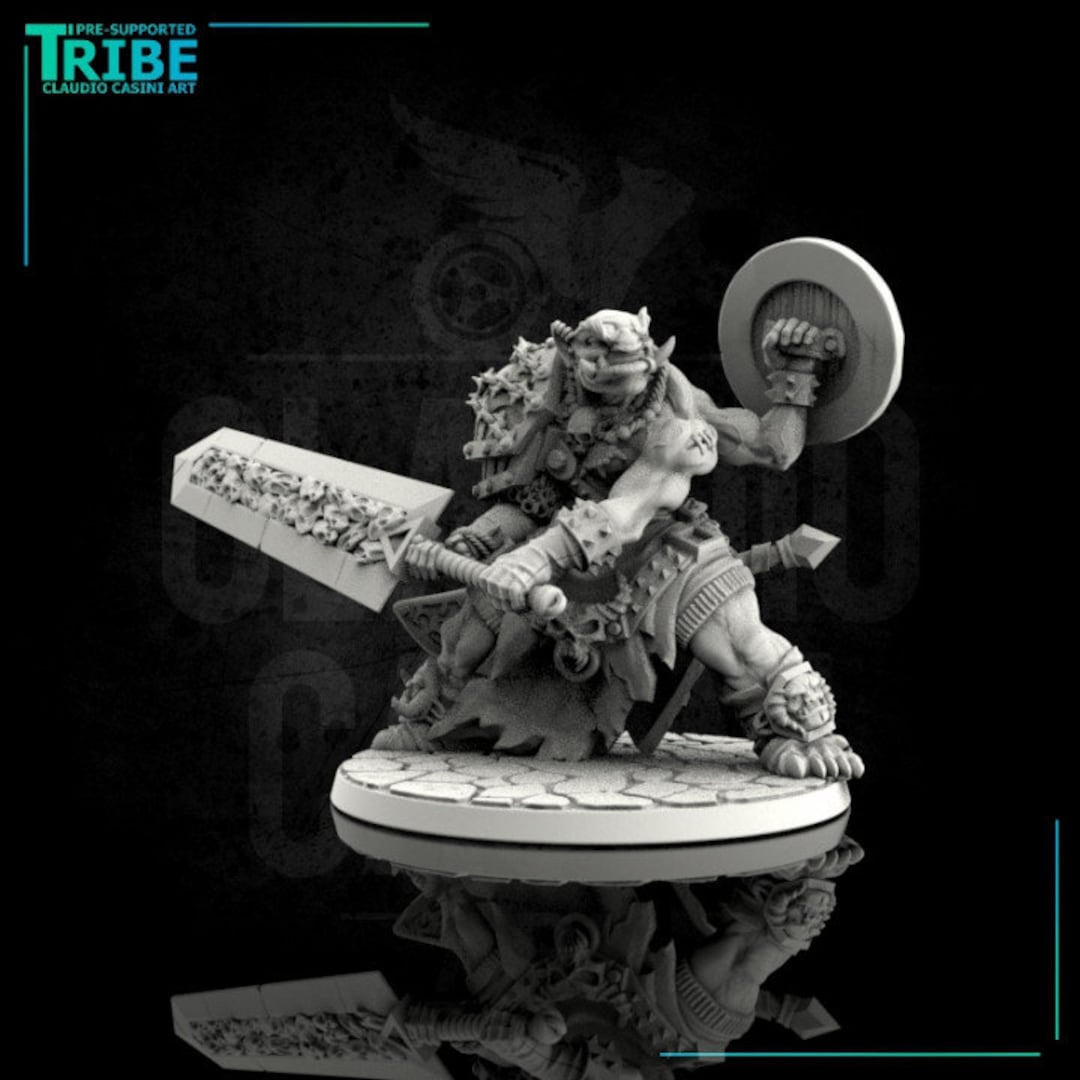 Abomination Orc Troll With Sword and Shield Claudiocasiniart Rpgs D&D ...
