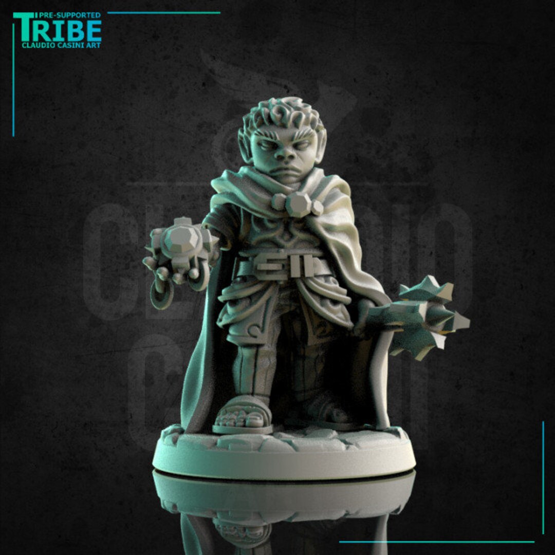 Male Halfling Cleric Mage Claudiocasiniart Rpgs D&D Pathfinder 32mm ...