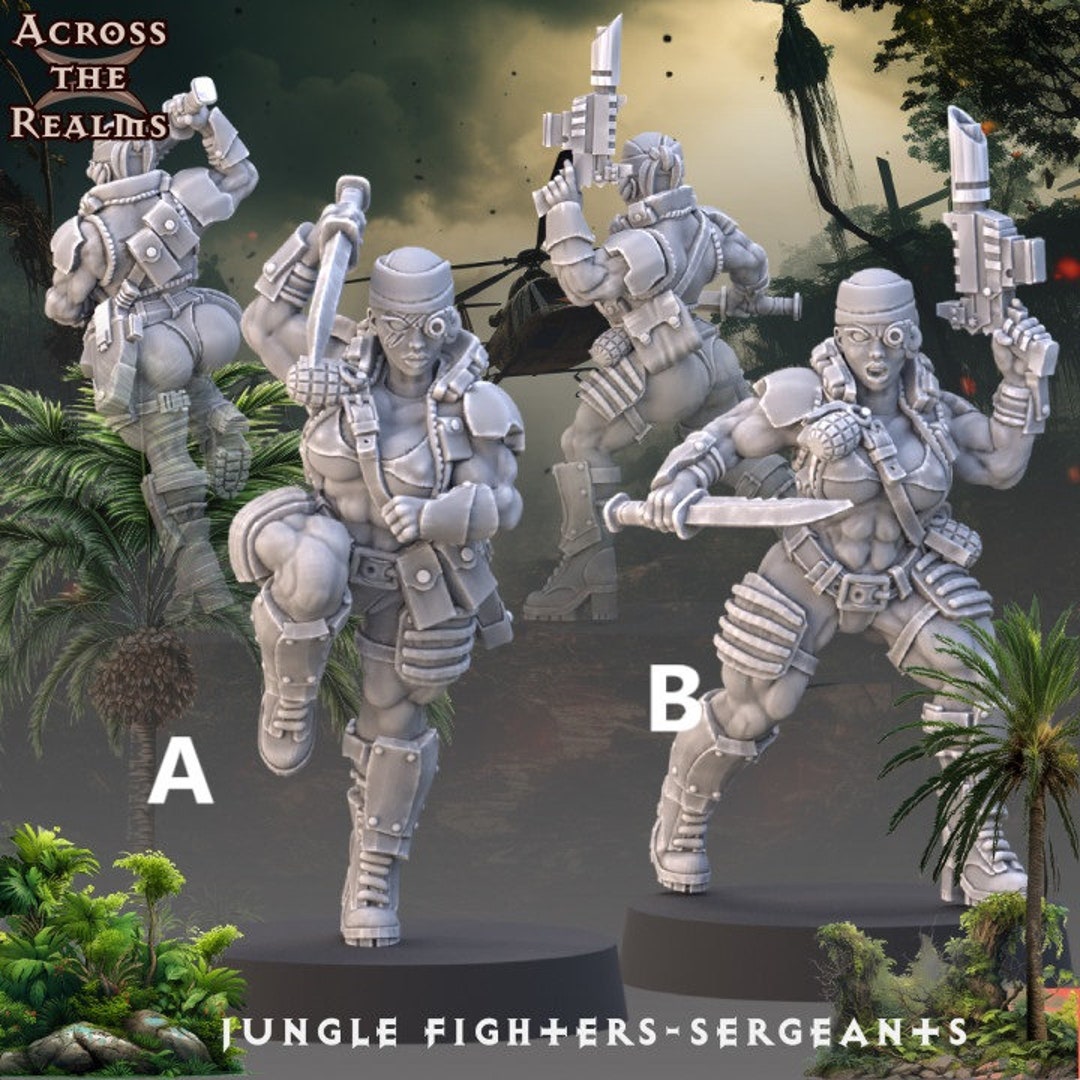Jungle Sergeant - Across the Realms - 32mm Printed Miniatures - Ideal ...