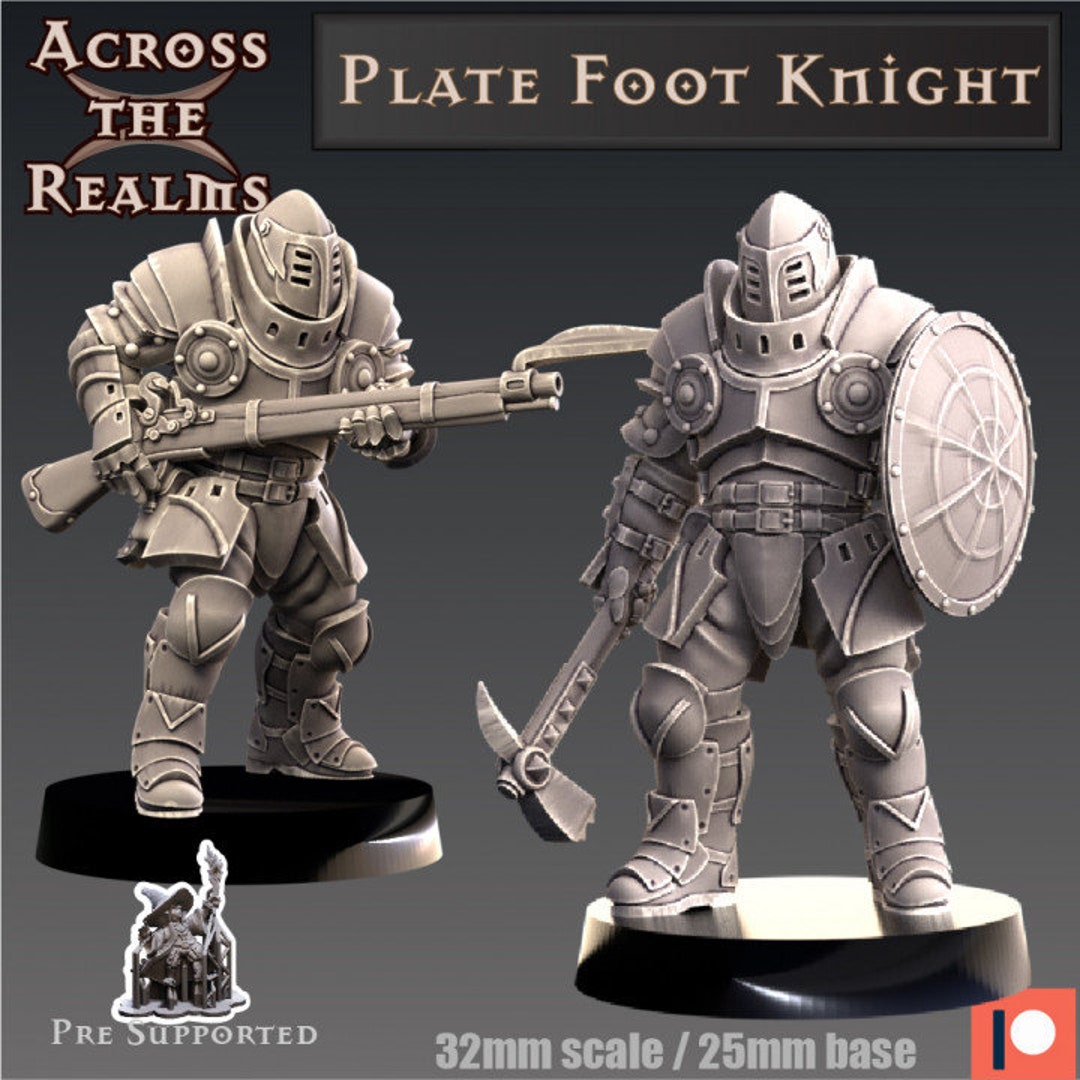 Plate Armour Knight Guard Mercenary Across the Realms 32mm Printed ...