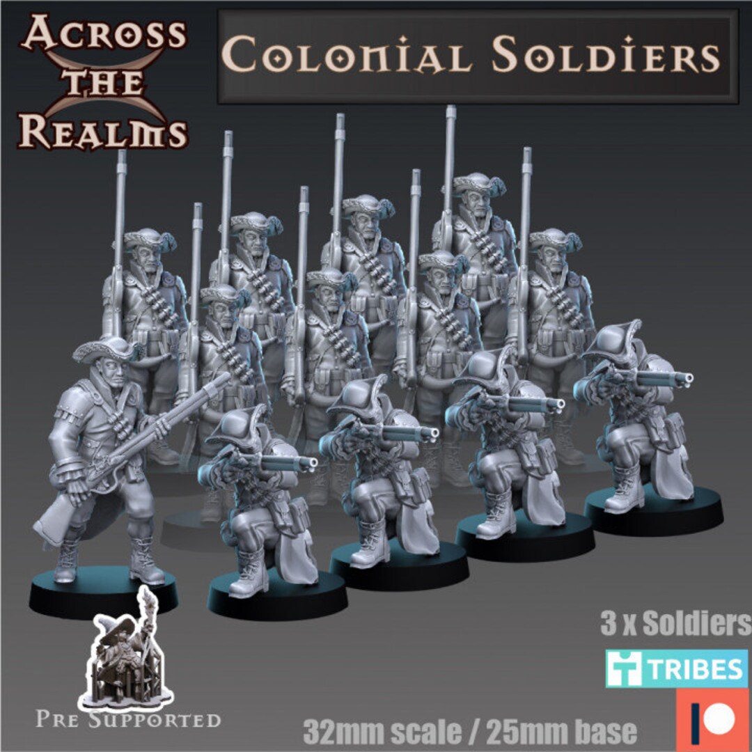 Colonial Soldiers Rank and File Soldiers Across the Realms 32mm Printed ...