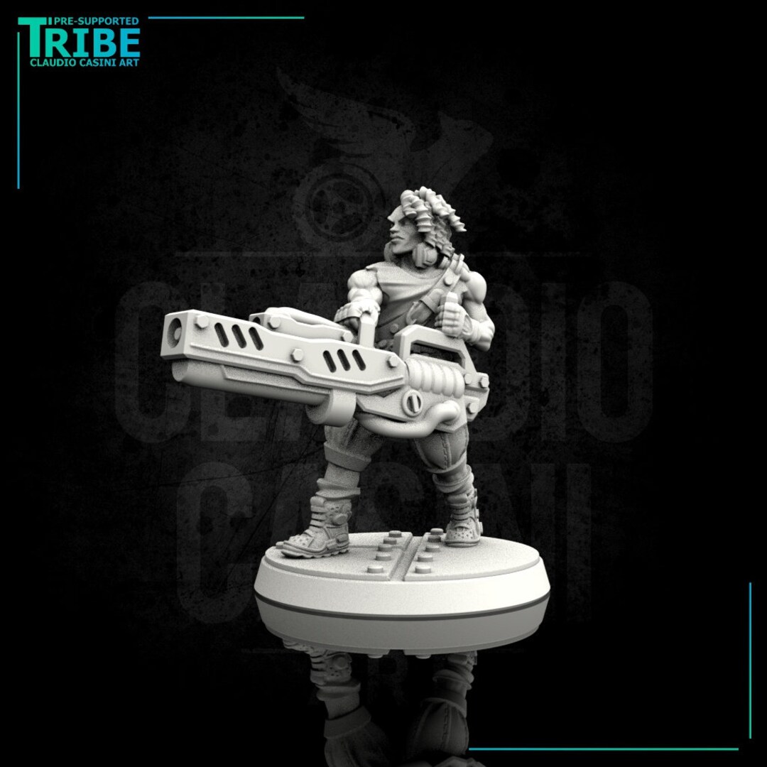 Male Cyberpunk With Heavy Cannon - Claudiocasiniart - 32mm Printed ...