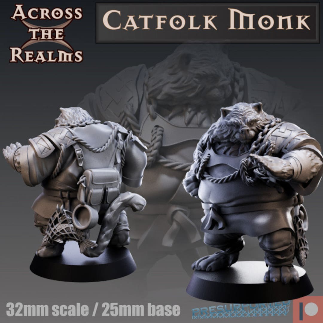 Tabaxi Monk - Catfolk - Druid - Shaman - Across the Realms - 32mm ...