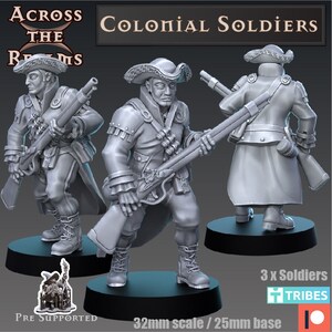 Colonial Soldiers Rank and File Soldiers Across the Realms 32mm Printed ...