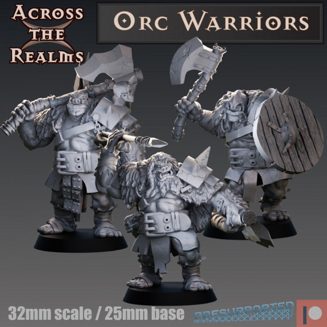Orc Warrior Pig Faced Orcs Brutes Across the Realms 32mm Printed ...