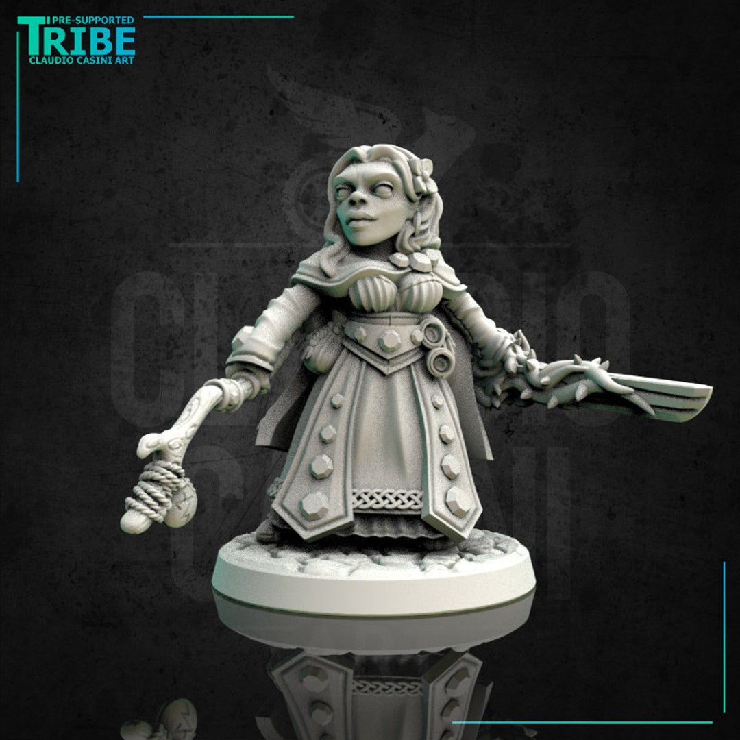 Female Halfling Wizard Druid Claudiocasiniart Rpgs D&D Pathfinder 32mm ...