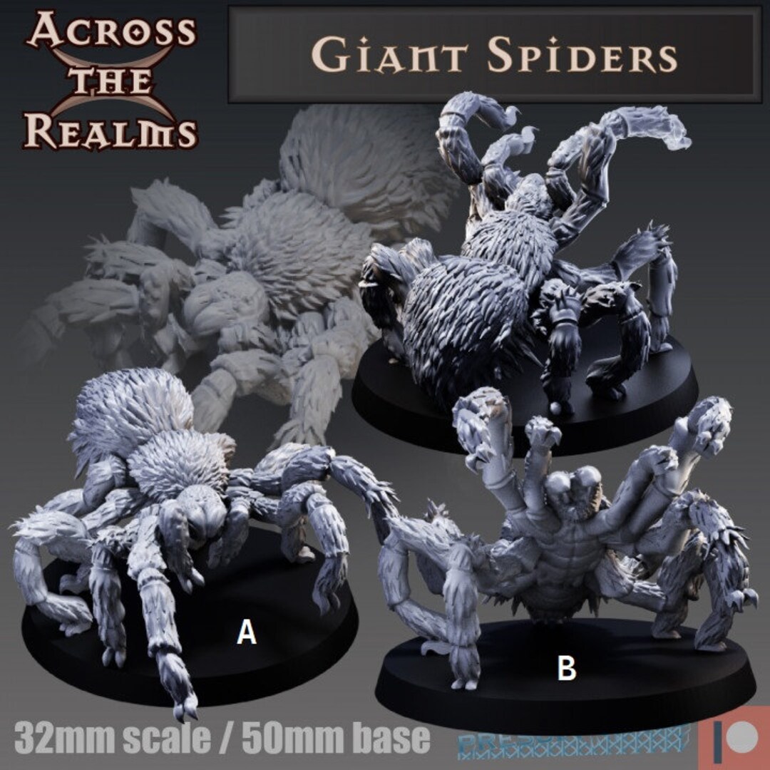 Giant Spider Across the Realms 32mm Printed Miniatures Ideal for ...