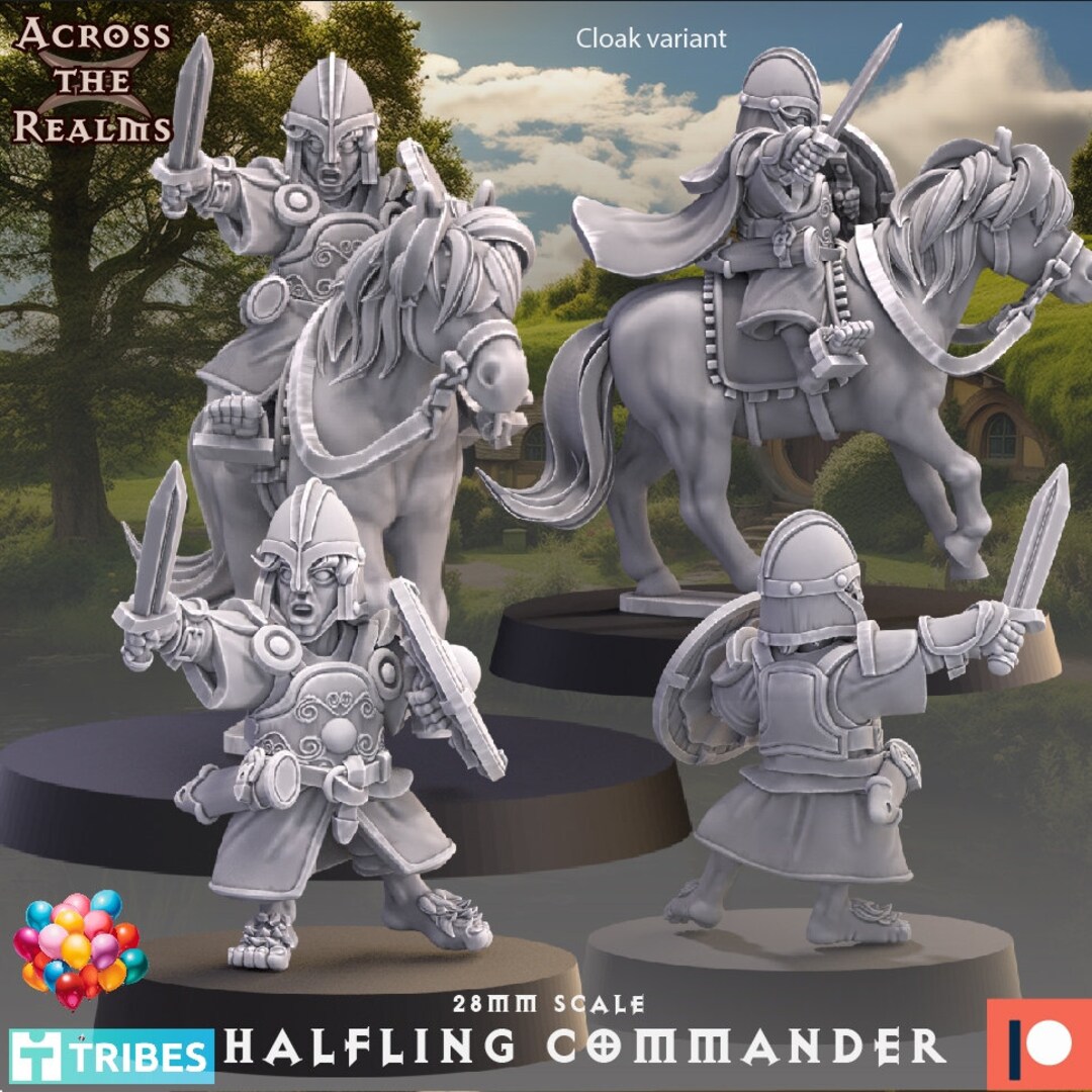 Halfling Commander - Across the Realms - 28mm Printed Miniatures ...