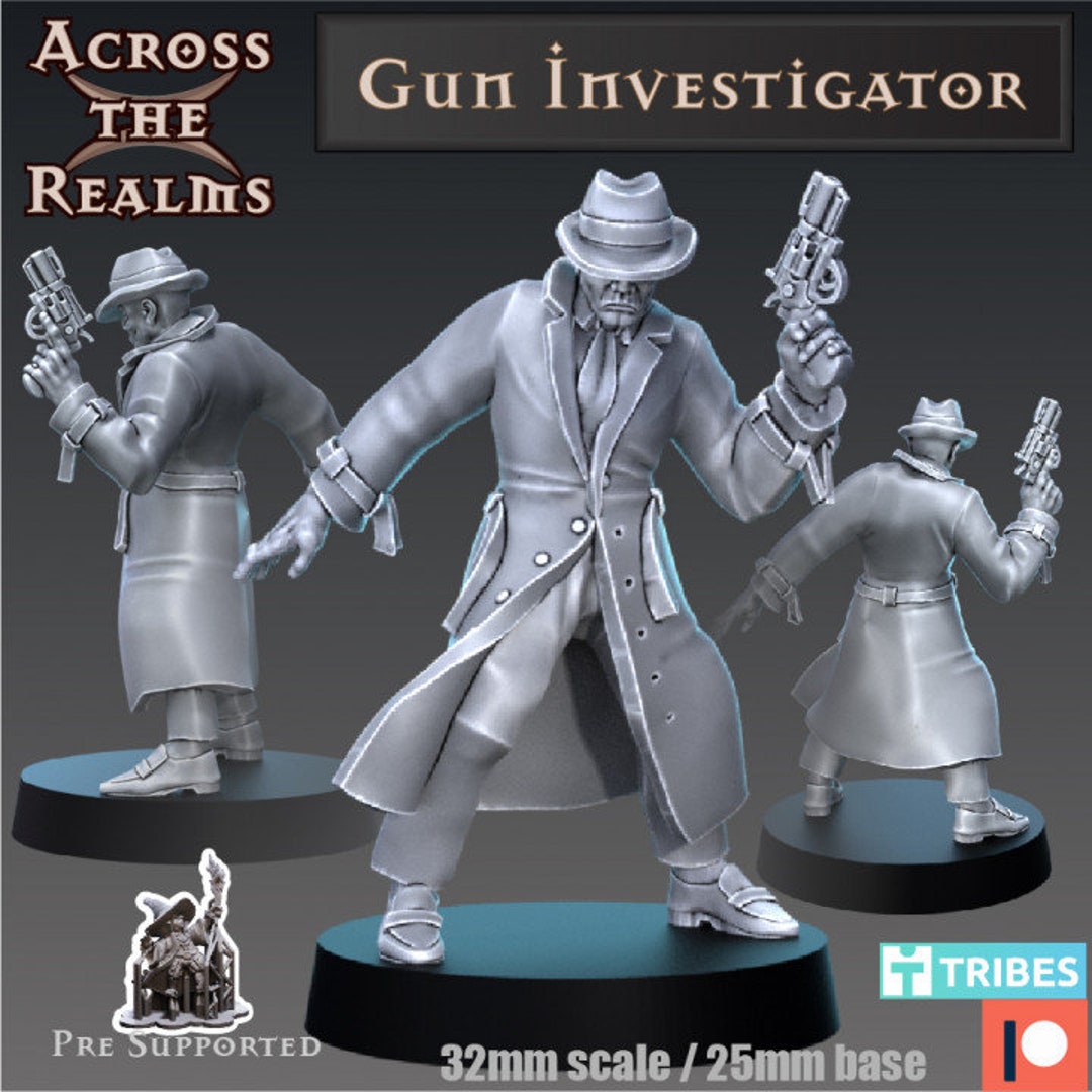 Males Investigator Spy 20s Pulp Across the Realms 32mm Printed ...