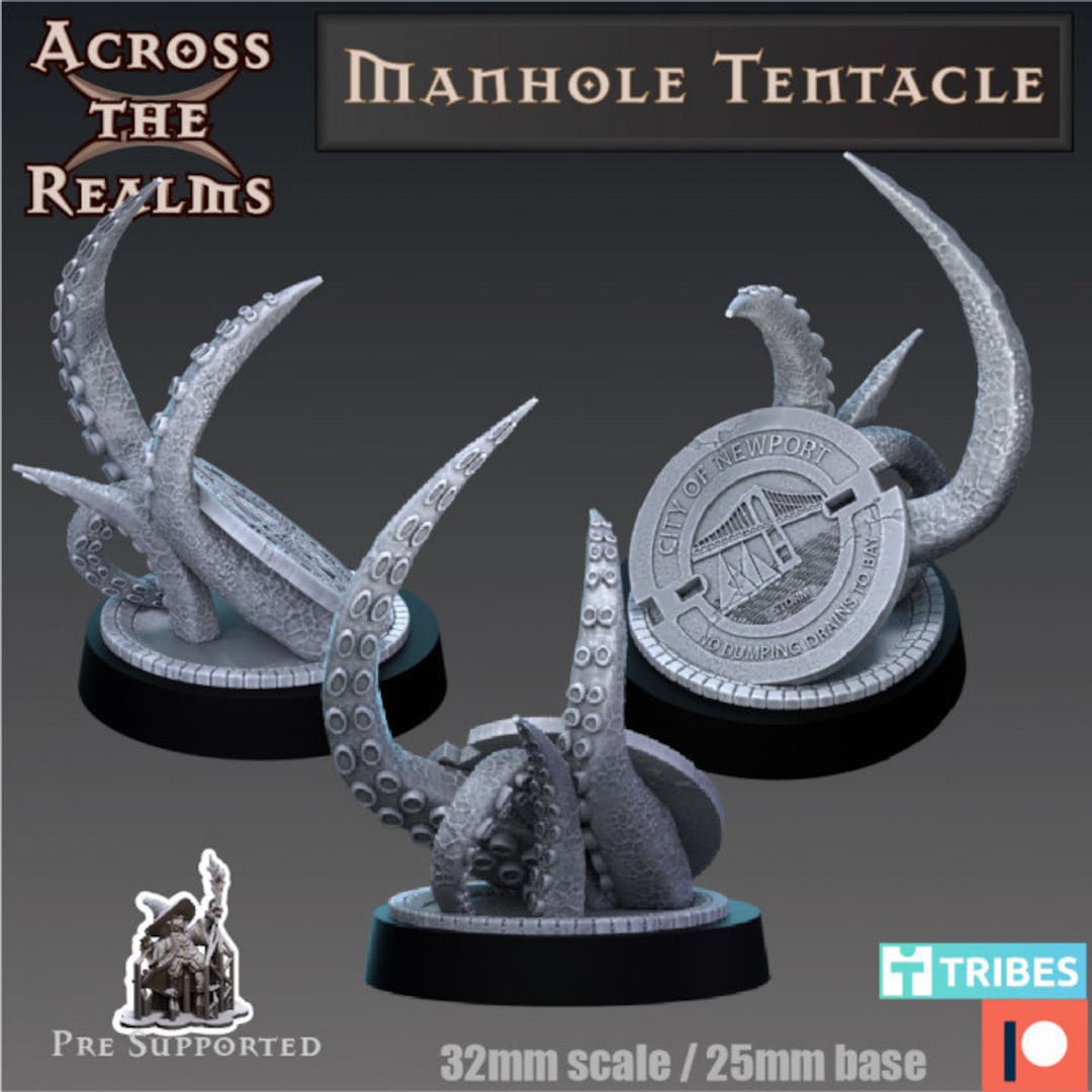 Sewer Tentacles Squid Octopus Across the Realms 32mm Printed Miniatures ...