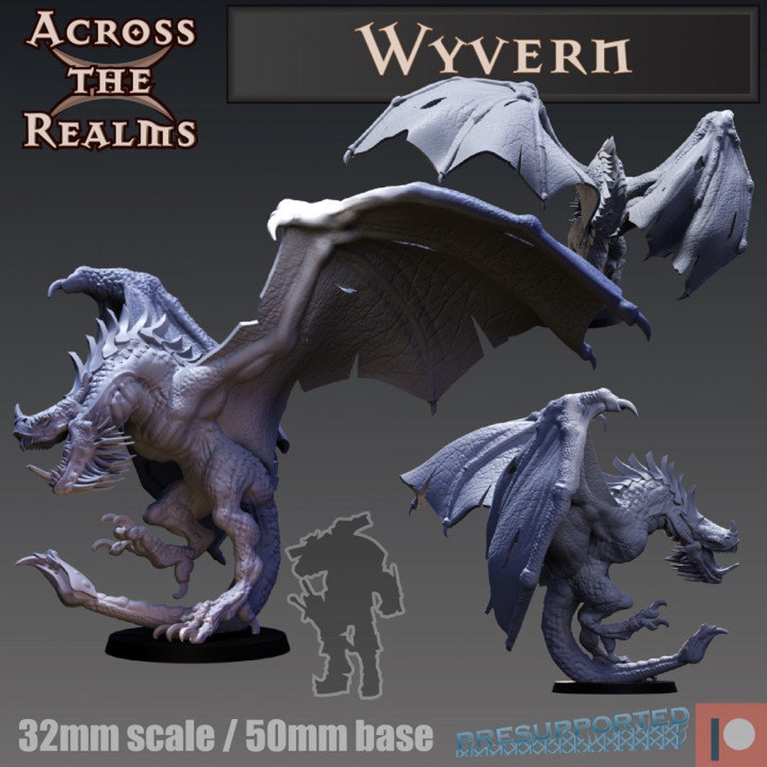 Wyvern Dragon Across the Realms 32mm Printed Miniatures Ideal for ...