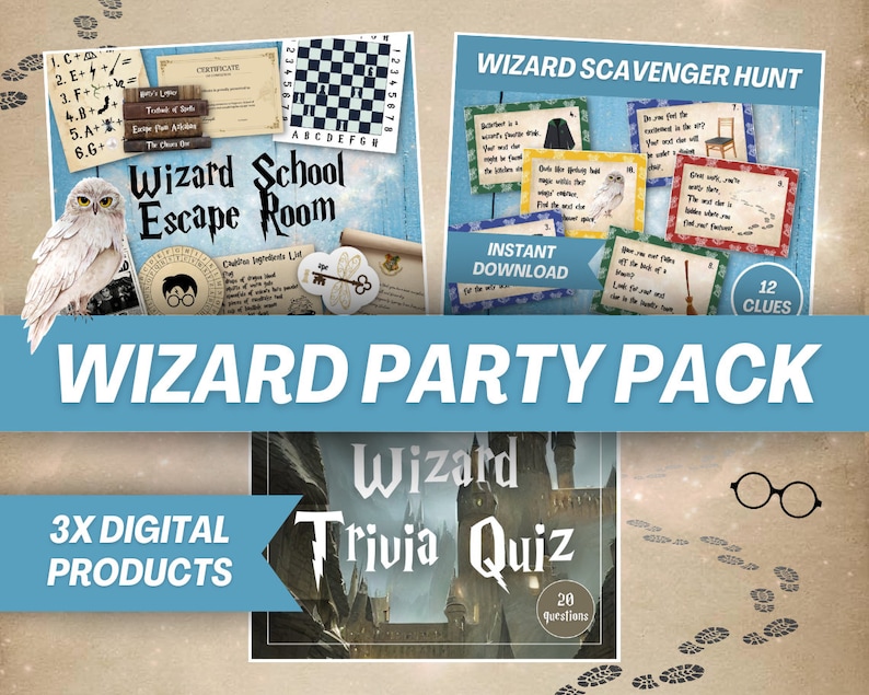Wizard Party Pack: Escape Room, Scavenger Hunt & Trivia (digital ...