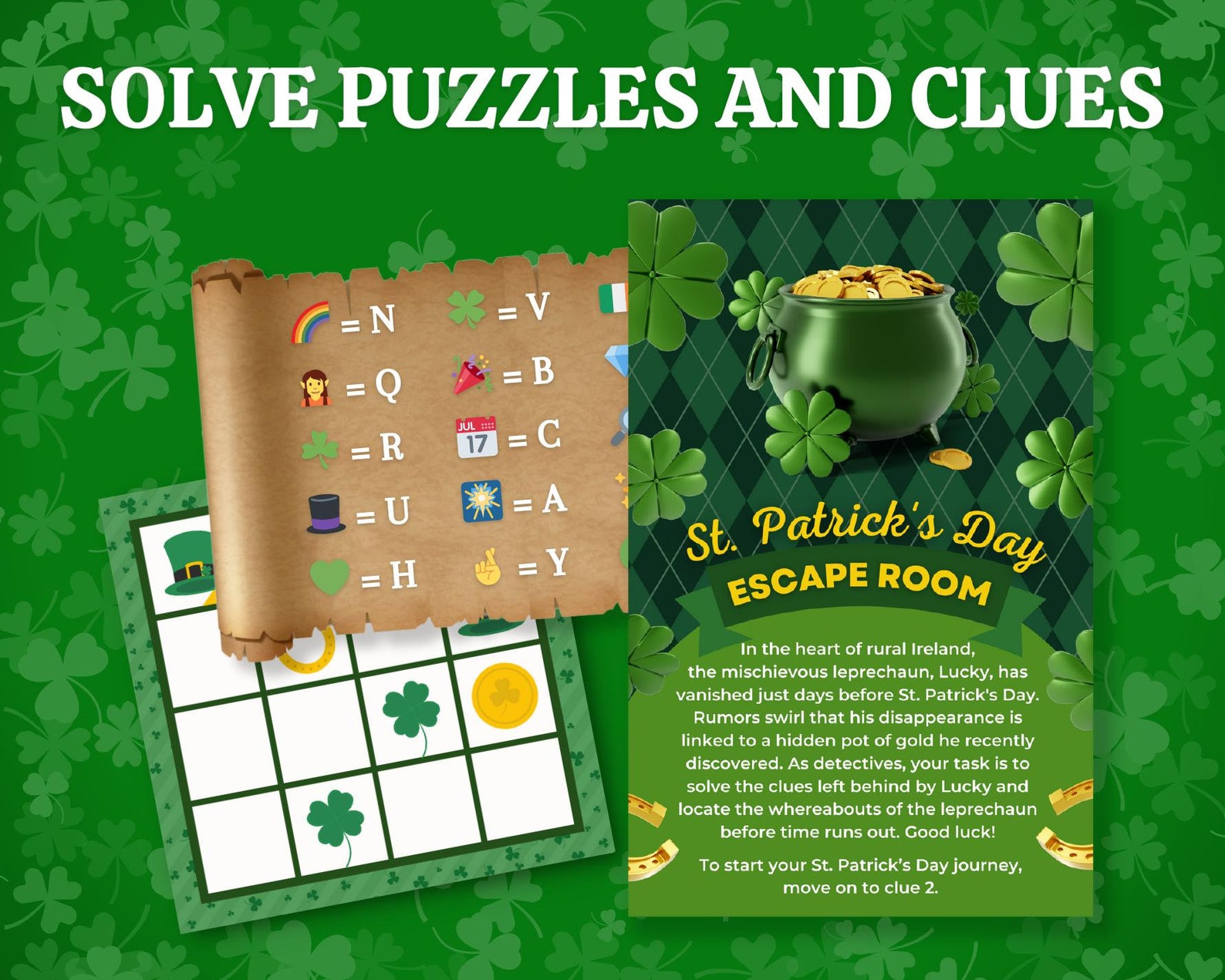 St. Patrick's Day Escape Room: Find the Leprechaun (instant Download ...