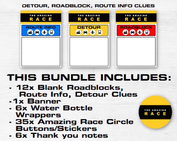 The Amazing Race Birthday Party Kit, Bottle Wrappers, Birthday Bundle ...