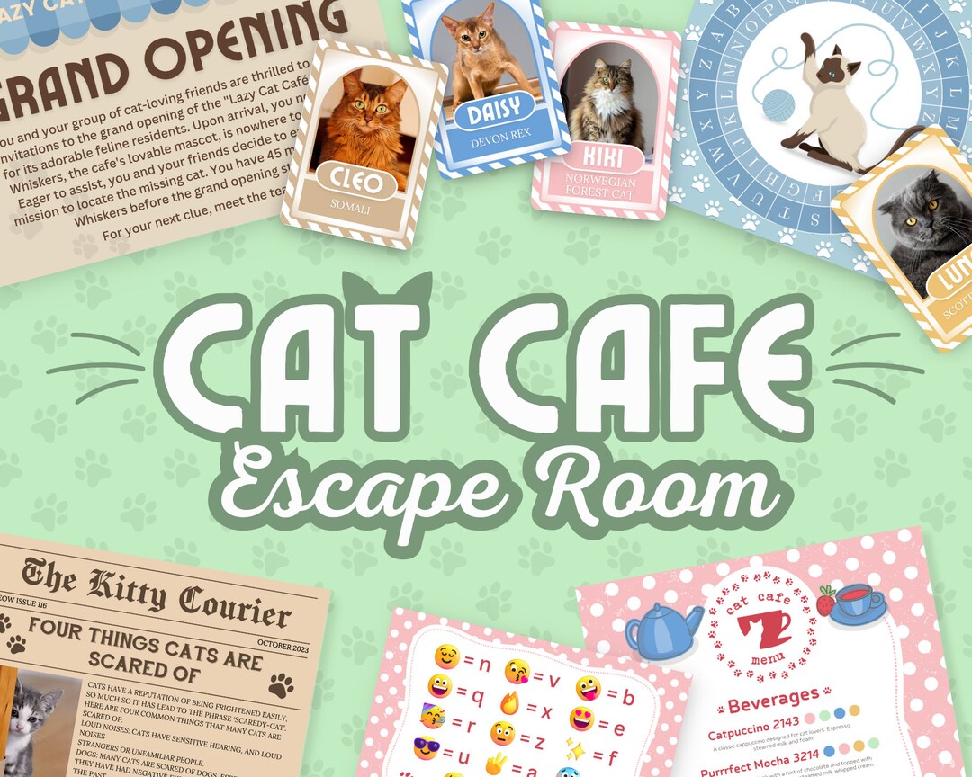 Cat Cafe Escape Room, the Lazy Cat Cafe Escape Room, Pet Escape Room ...