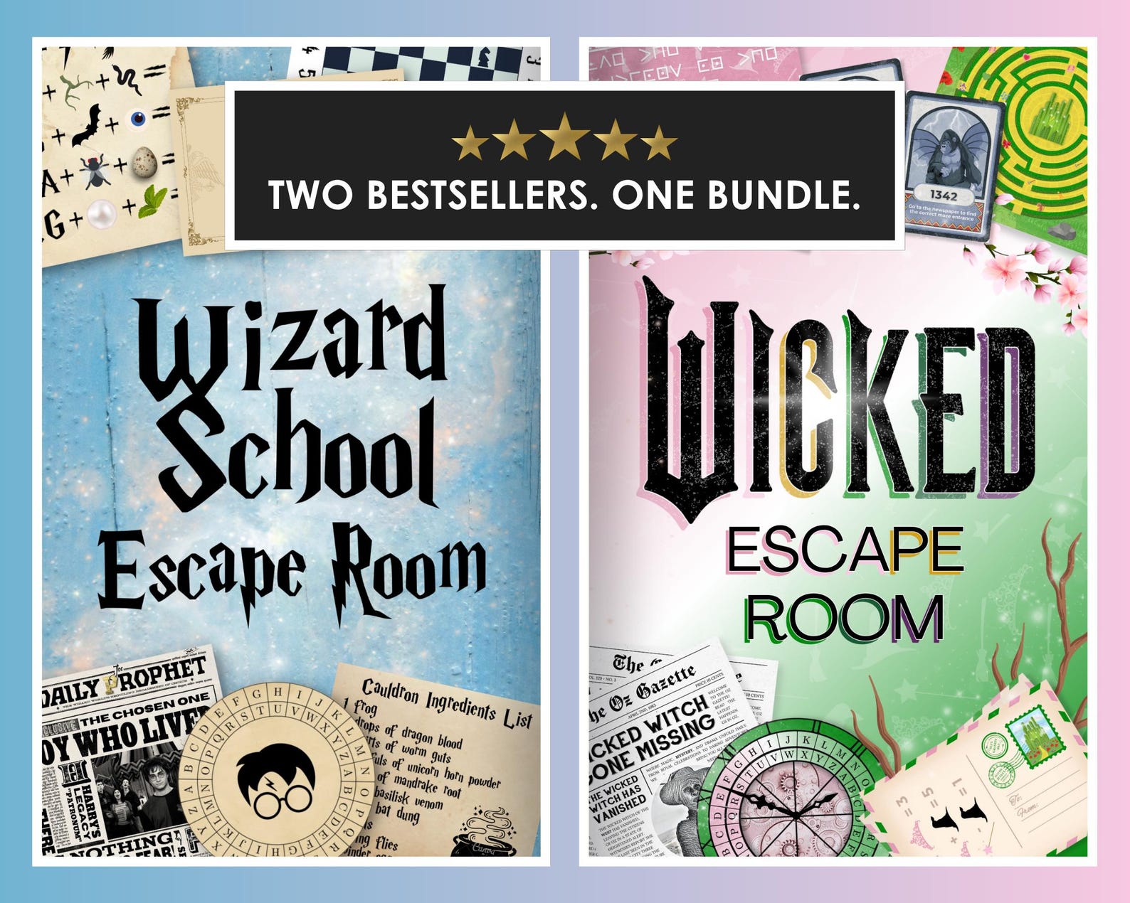 Wizard & Wicked Escape Room Duo: Printable Adventure (digital Download ...