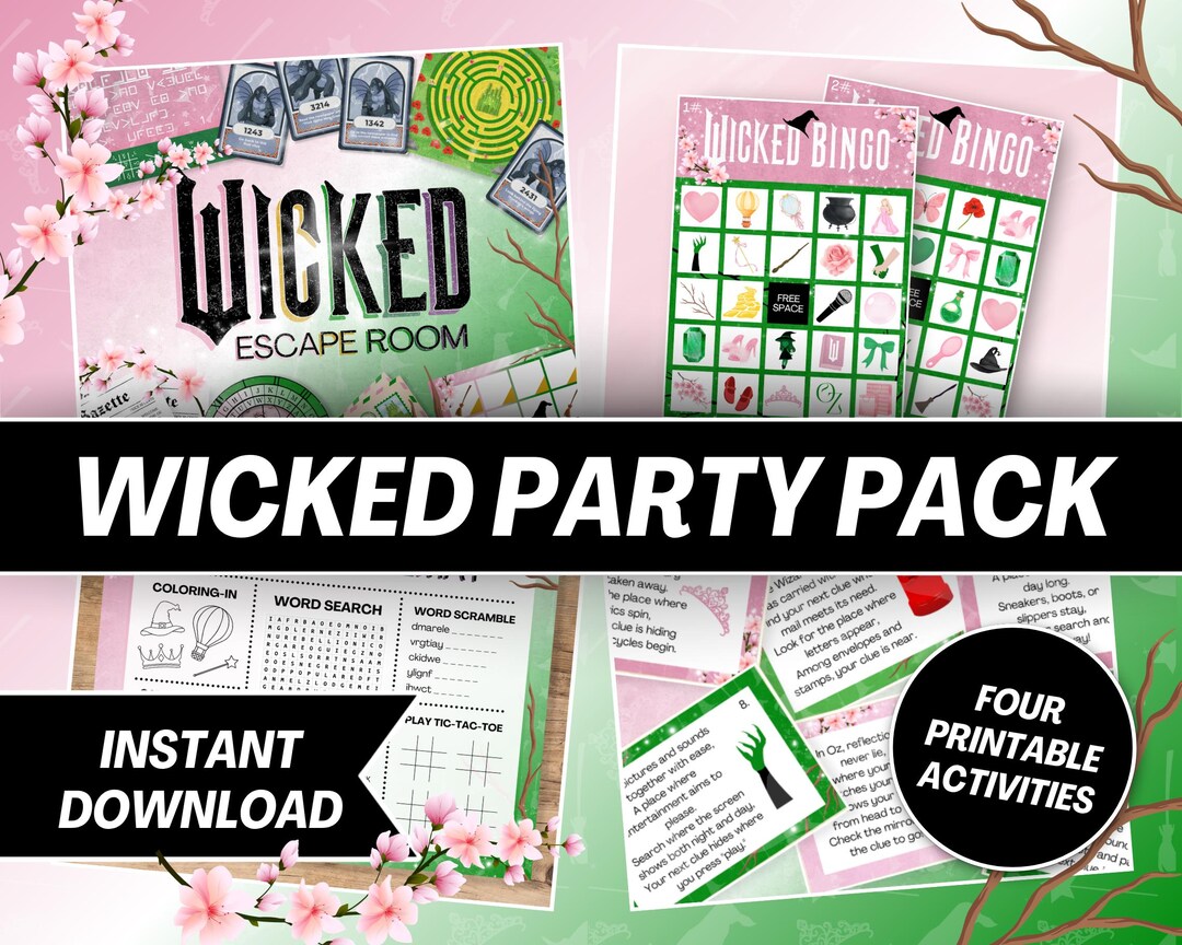 Wicked Party Pack: Escape Room, Bingo, Scavenger Hunt, Placemat (PDF ...