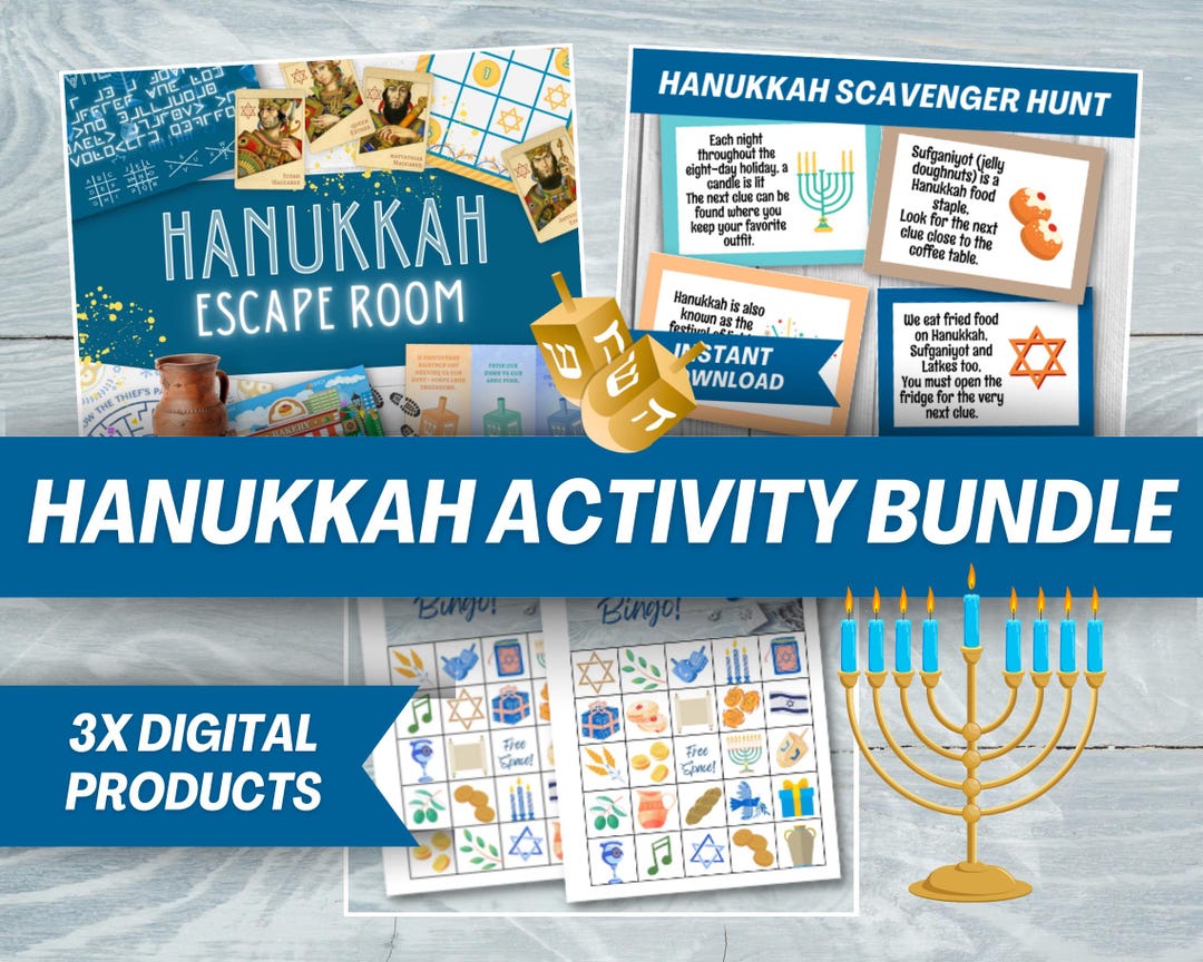 Hanukkah Printable Games Bundle – Escape Room, Scavenger Hunt & Bingo ...