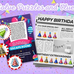Printable Birthday Escape Room Game: Kids Party Activity (instant ...