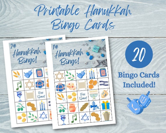 Hanukkah Bingo 20 Bingo Cards Printable Game Hanukkah Party | Etsy