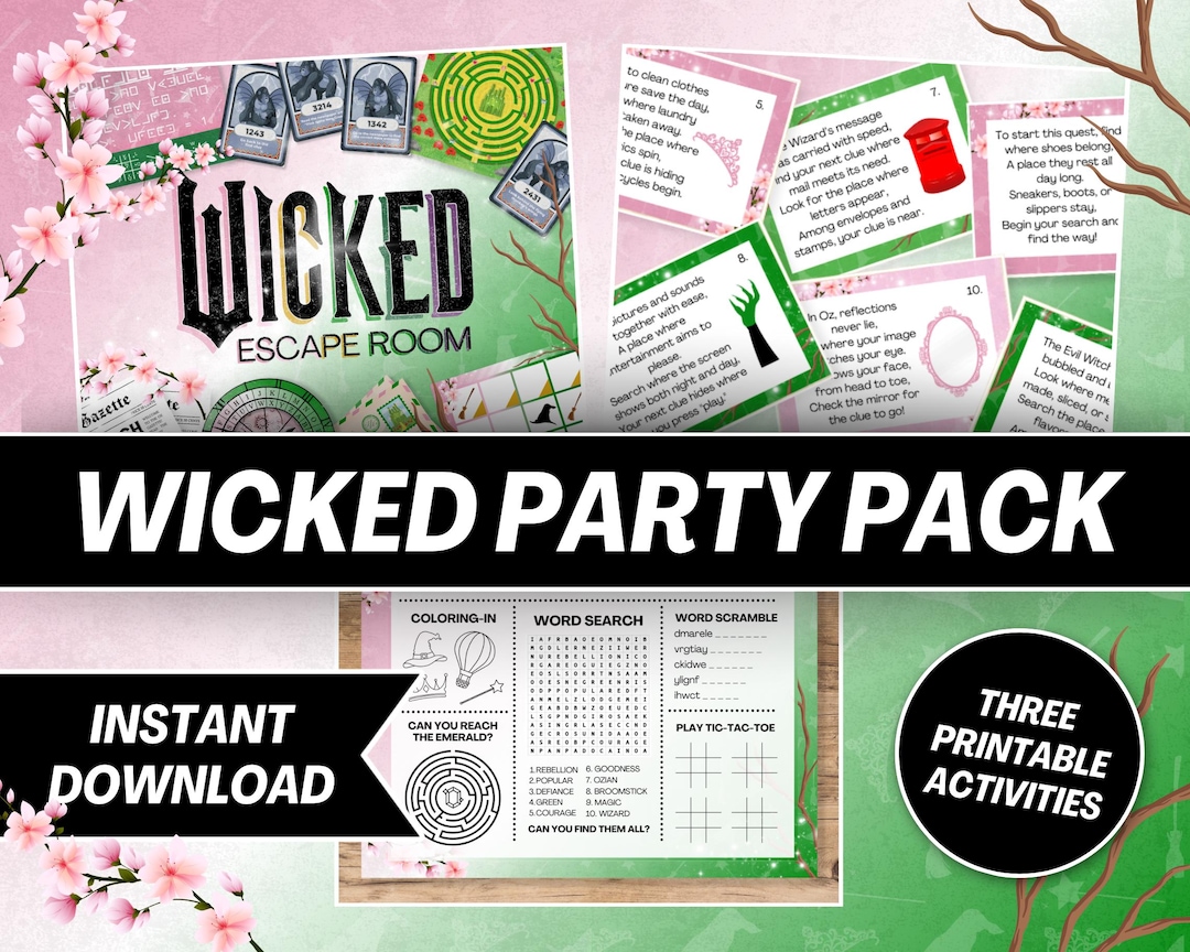 Wicked Party Pack, Wicked Escape Room Kit, Wicked Scavenger Hunt Game ...