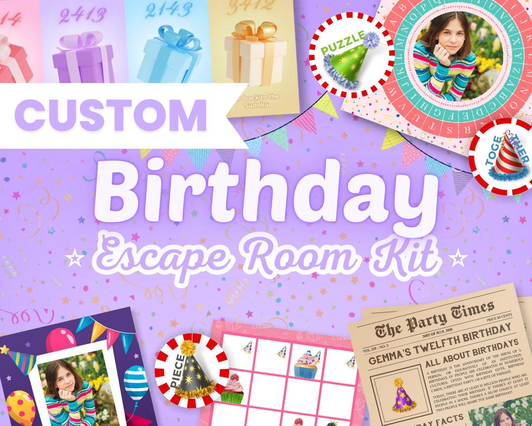 Custom Birthday Escape Room Kit, Personalized Birthday Escape Room ...