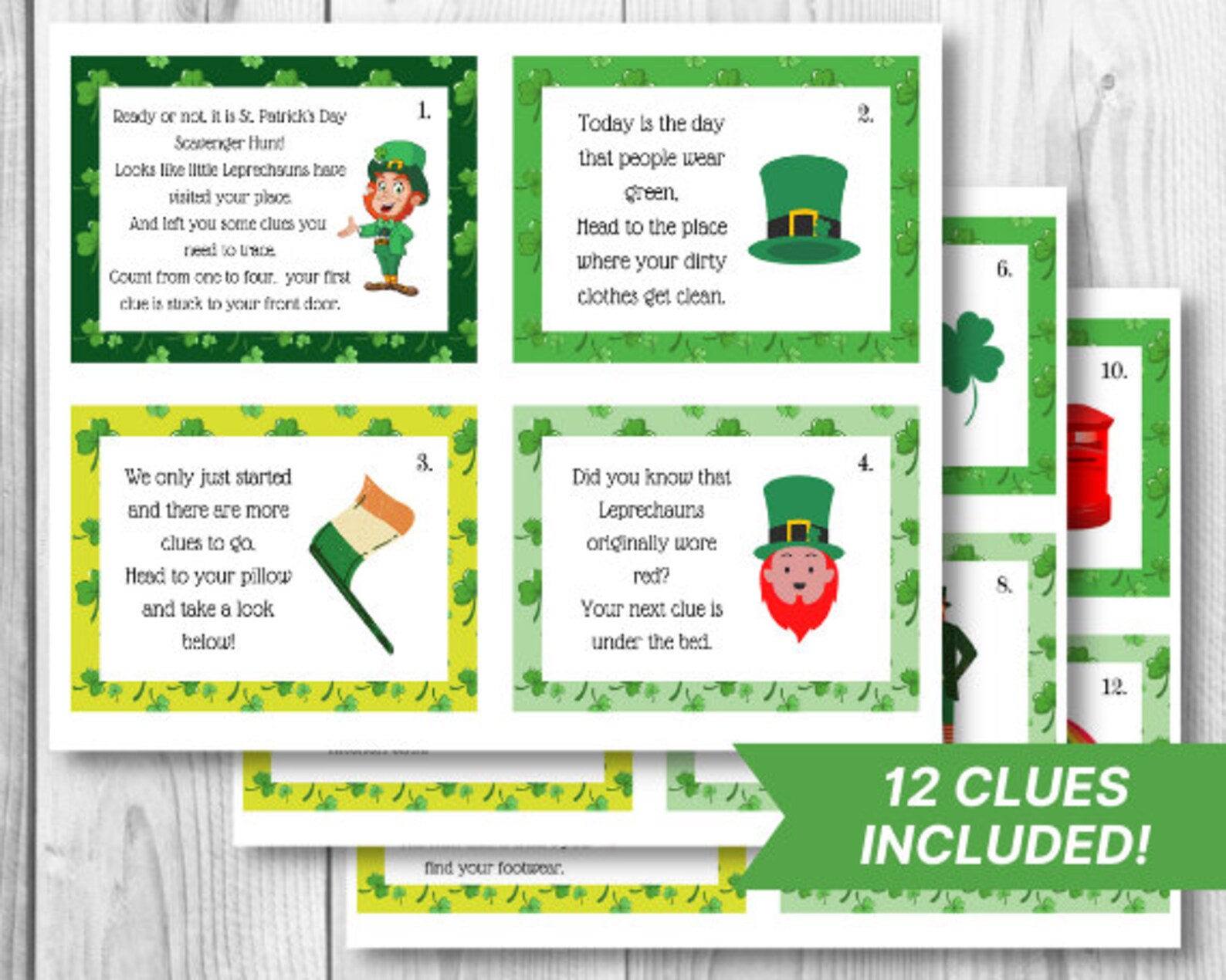 St. Patrick's Day Scavenger Hunt: Leprechaun Clues (PDF) - Etsy