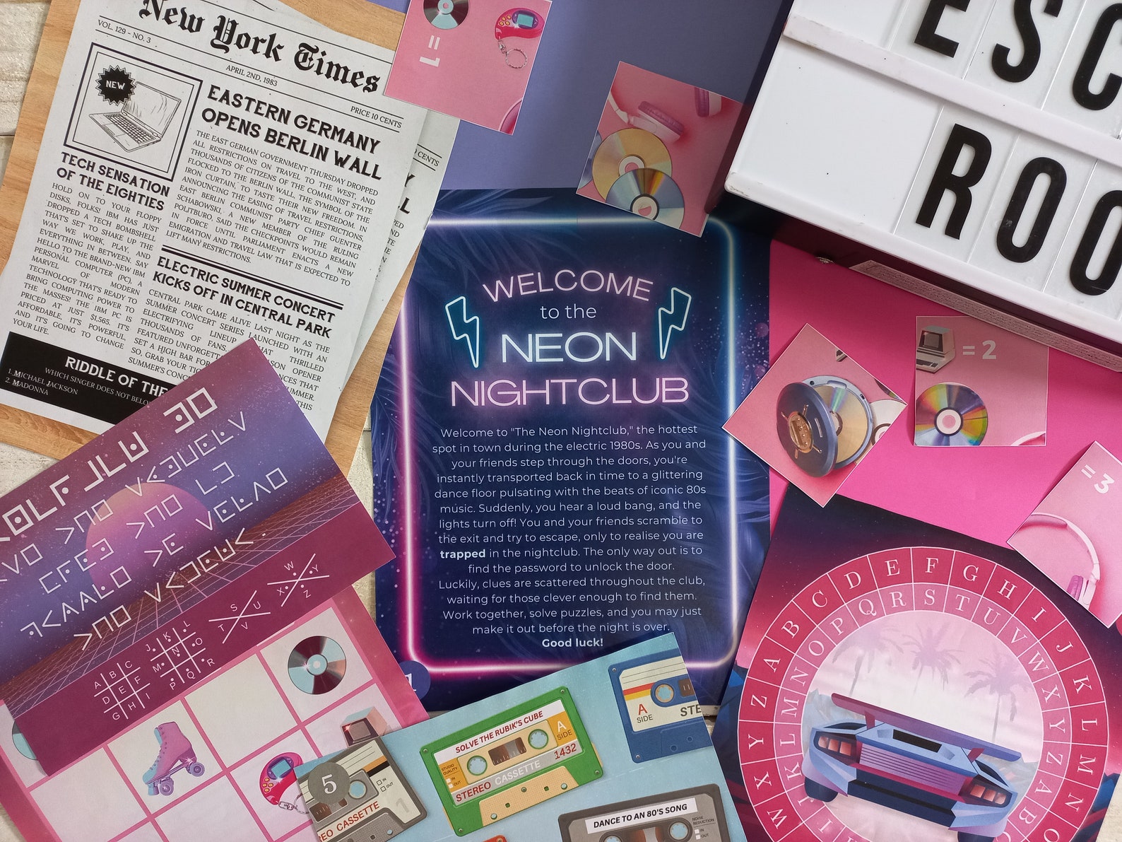 1980s Escape Room: Neon Nightclub Mystery (instant Download) - Etsy