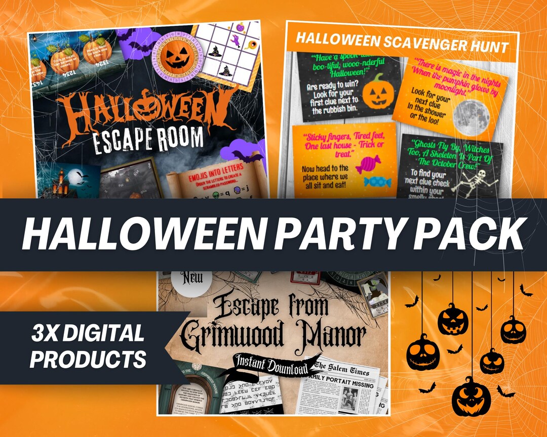 Halloween Party Pack, Halloween Escape Room, Halloween Scavenger Hunt ...