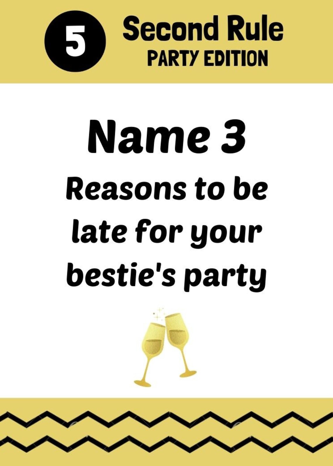5 Second Rule Party Game: 30 Rounds, Zoom, Bachelorette, Bridal Shower ...