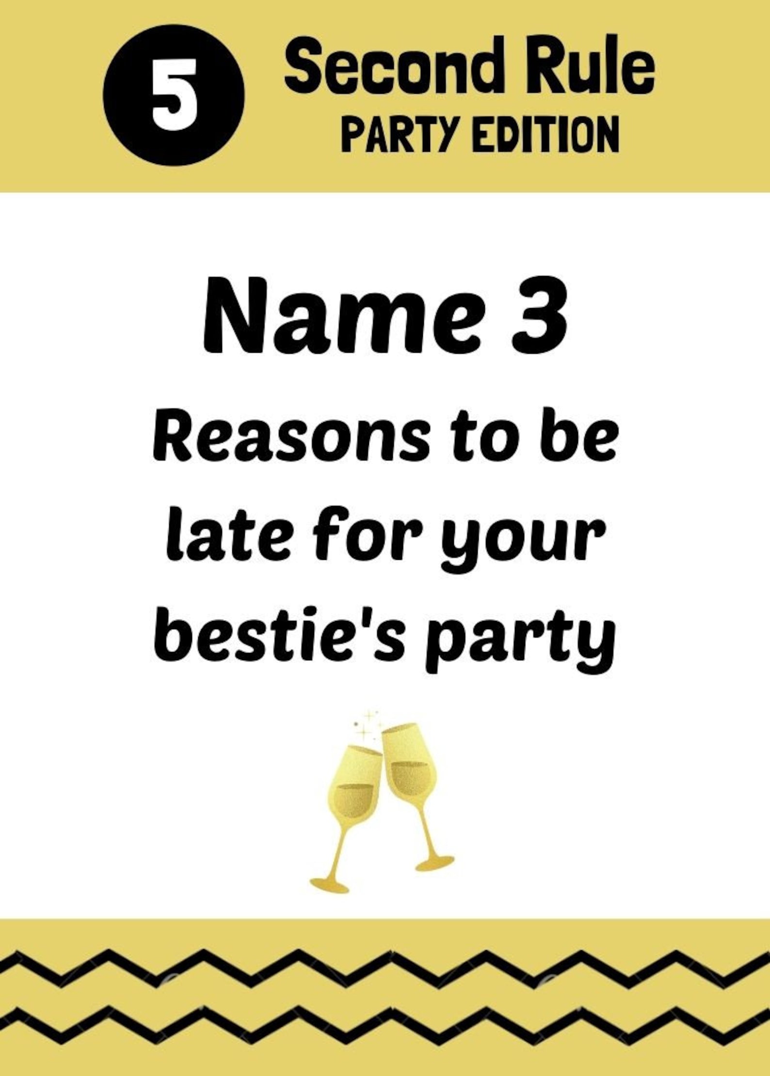 5 Second Rule Party Game: 30 Rounds, Zoom, Bachelorette, Bridal Shower ...