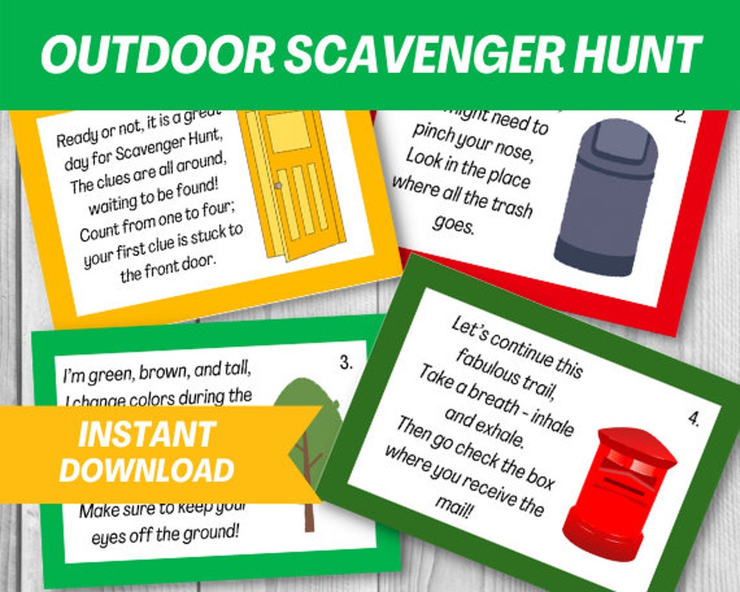 Outdoor Scavenger Hunt, Outdoor Game, Outdoor Scavenger Hunt Puzzle ...