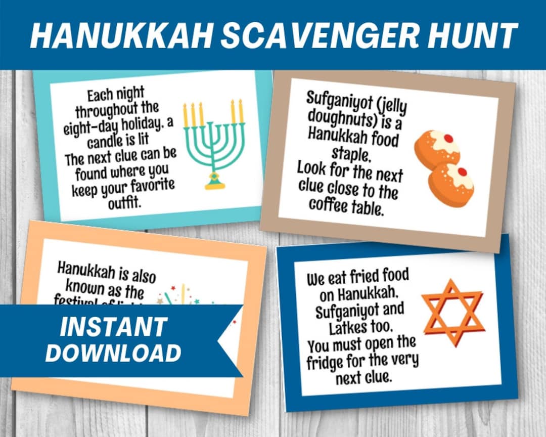 Hanukkah Scavenger Hunt, Chanukah Game, Fun Hanukah Activity, Jewish ...