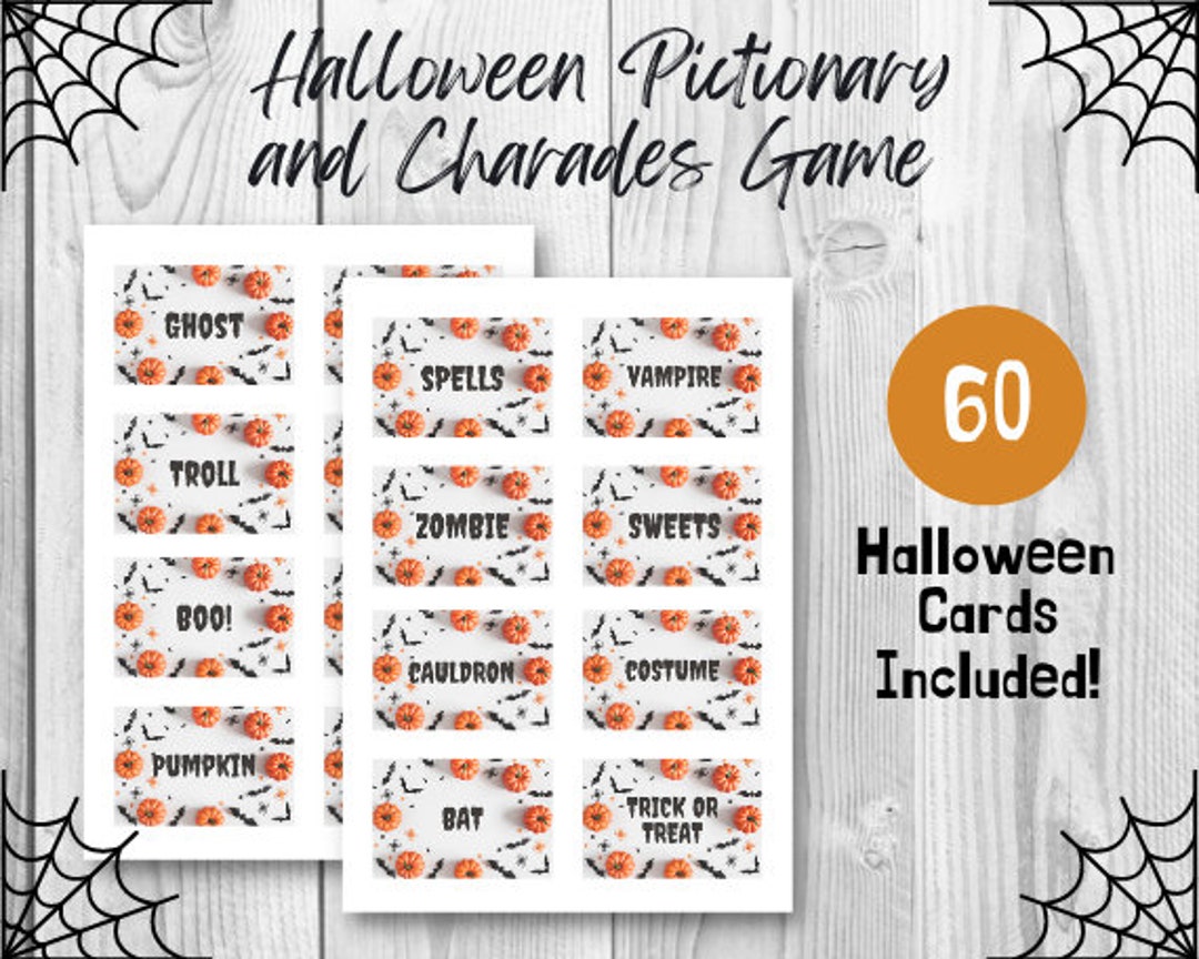 Printable Halloween Charades and Pictionary, Drawing Game for Halloween ...
