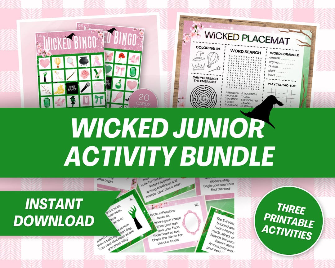 Wicked Junior Activity Bundle, Wicked Scavenger Hunt, Wicked Bingo ...