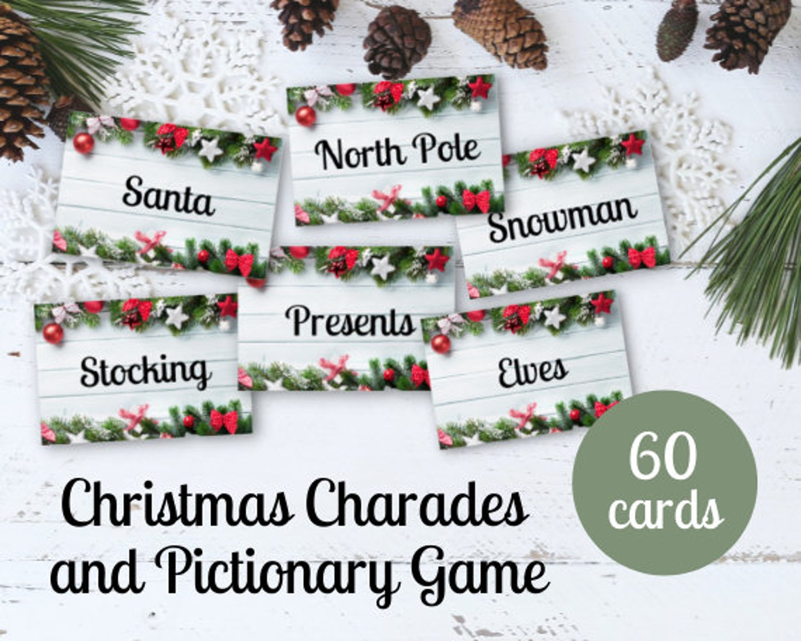 Printable Christmas Charades and Pictionary Drawing Game for | Etsy