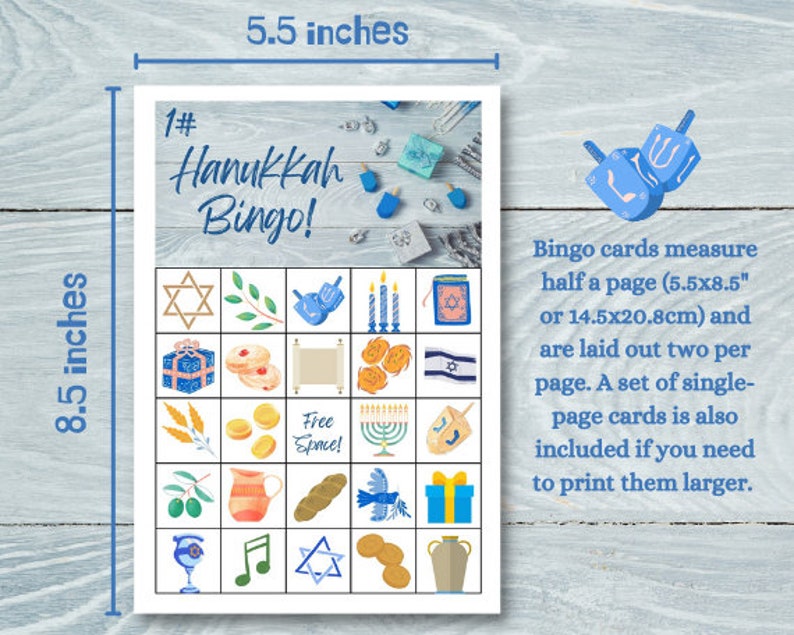 Hanukkah Bingo Game: 20 Printable Cards, Family Activity (digital ...