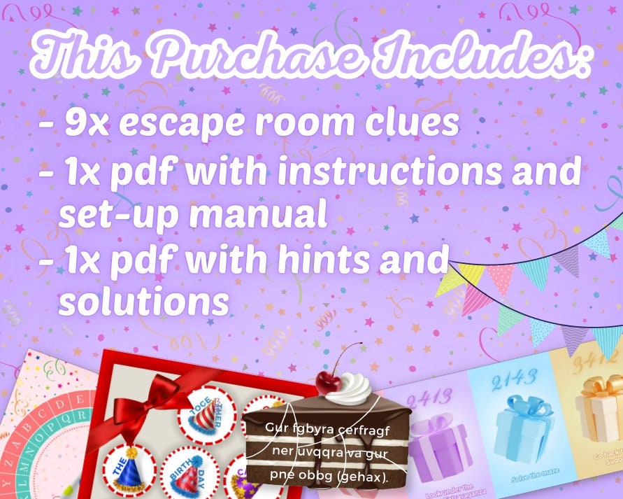 Printable Birthday Escape Room Game: Kids Party Activity (instant ...