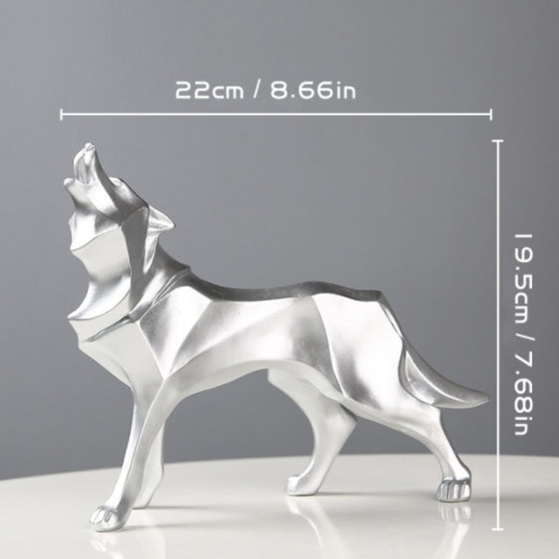 Abstract Wolf Statue Geometric Animal Figurines Nordic Home - Etsy