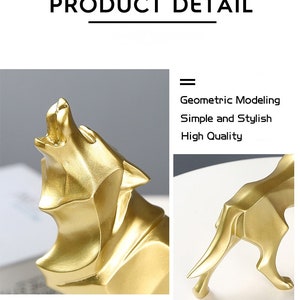 Abstract Wolf Statue Geometric Animal Figurines Nordic Home Decor ...