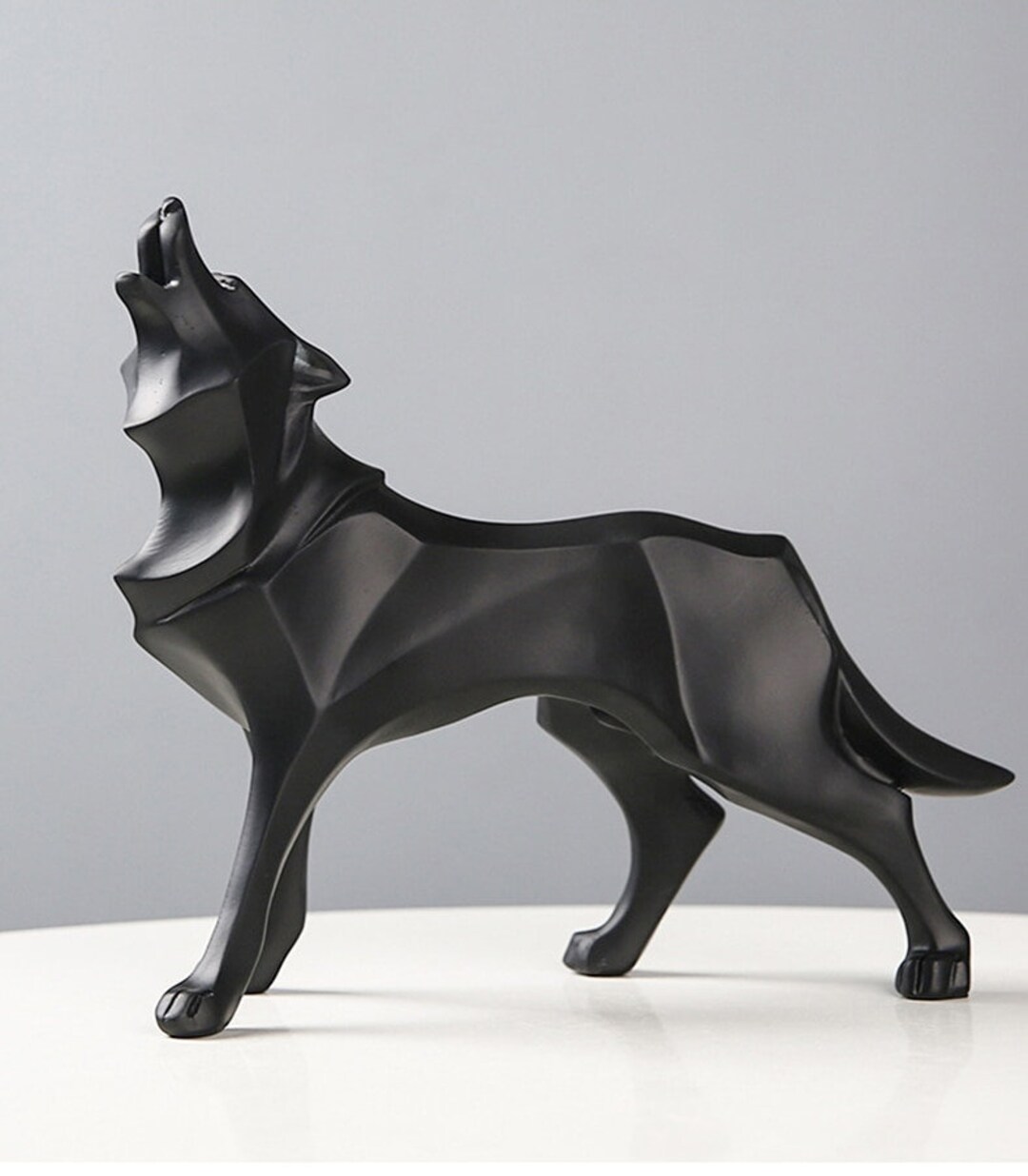 Abstract Wolf Statue Geometric Animal Figurines Nordic Home Decor ...